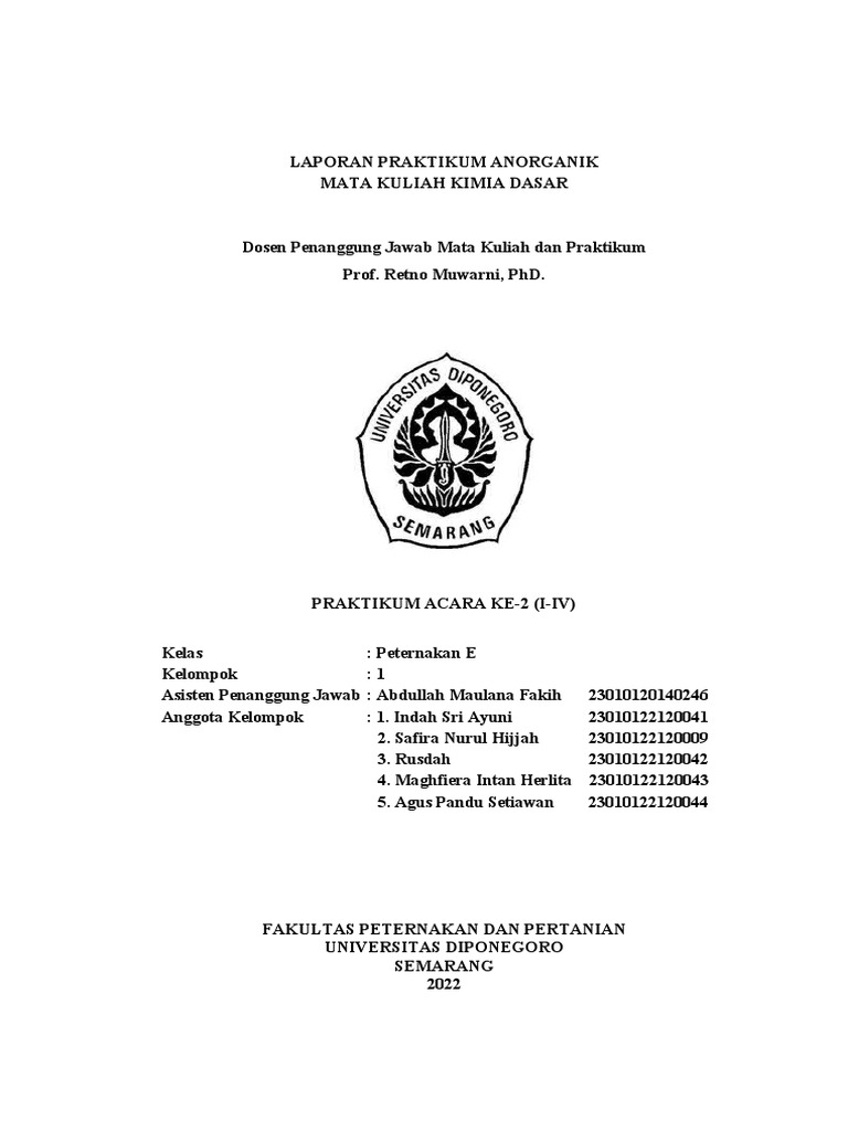 Laprak Kimdas 2 Hampir Fiks Ges | PDF