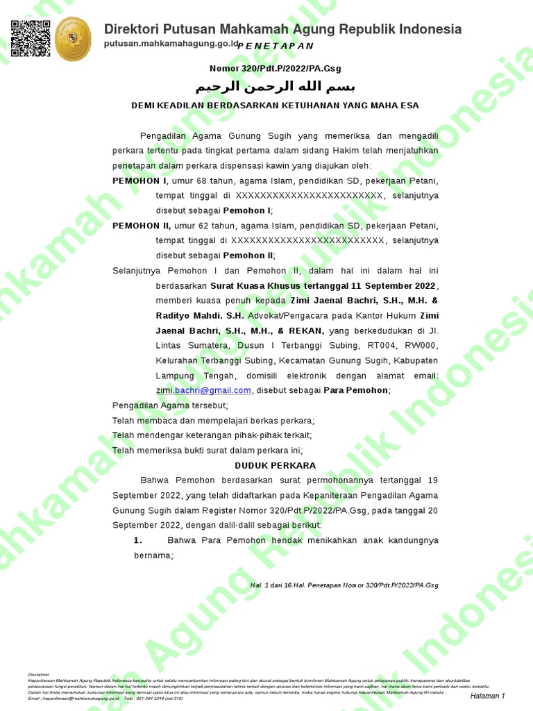 Putusan 320 PDT.P 2022 Pa - GSG 20221002085728 | PDF
