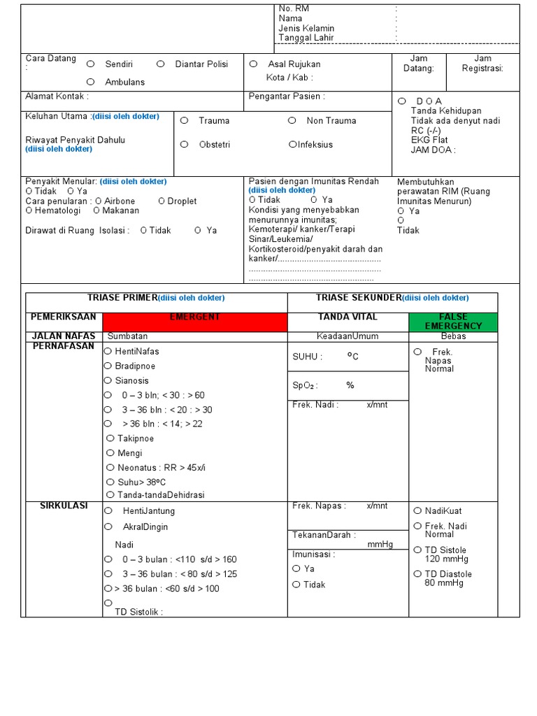 Formulir Triase Terintegrasi Anak | PDF