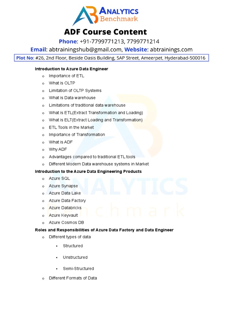 ADF Course Content | PDF | Json | Parameter (Computer Programming)
