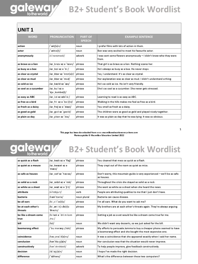 B2PLUS Wordlist English | PDF | Verb | Adjective