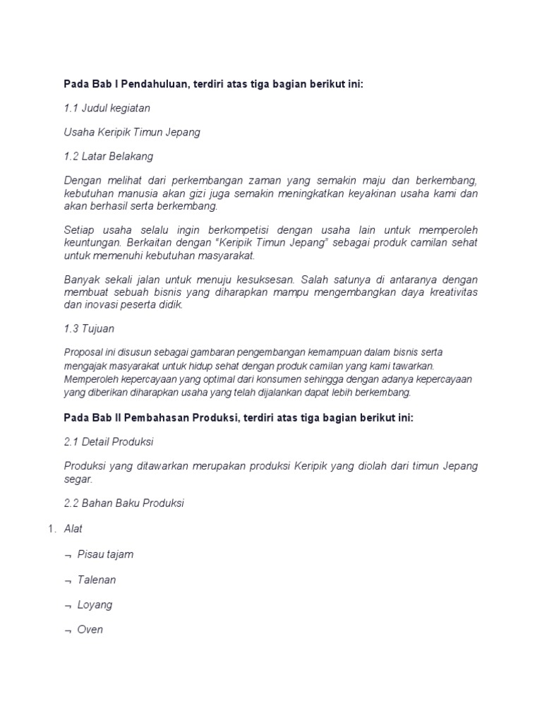 Contoh Projek Pkwu Kls 11 | PDF