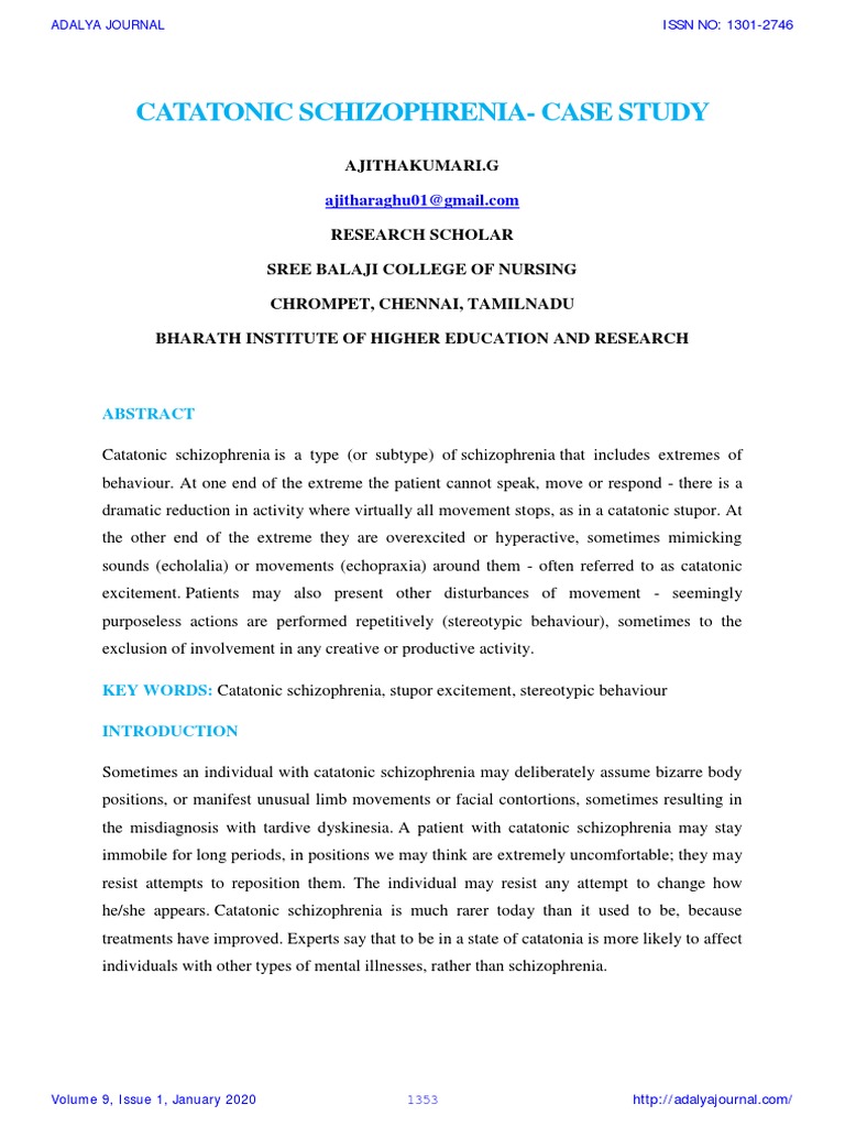 Catatonic Schizophrenia - Case Study | PDF | Schizophrenia ...