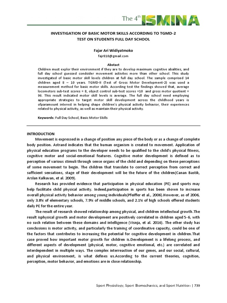 Investigation of Basic Motor Skills According To TGMD-2 Test On ...