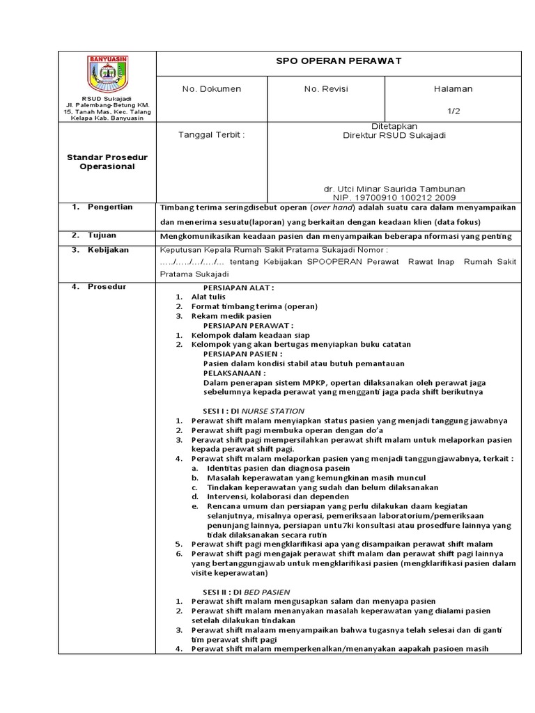 Spo Rawat Inap | PDF