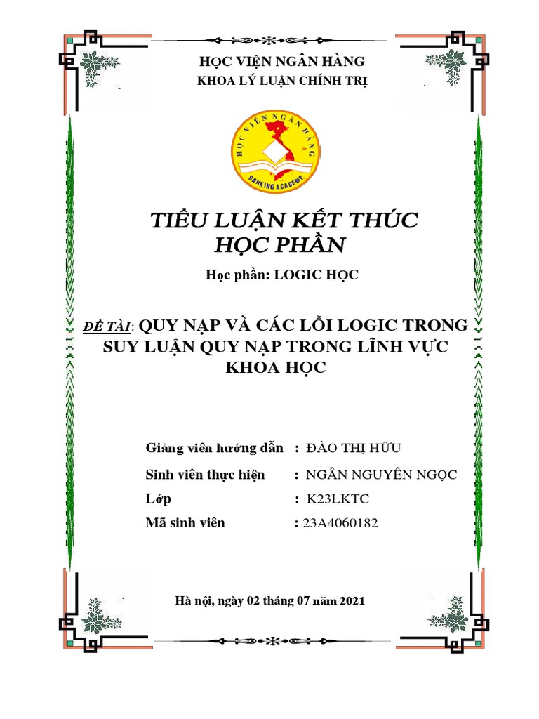 QUY NẠP VÀ CÁC LỖI LOGIC TRONG SUY LUẬN QUY NẠP TRONG LĨNH VỰC KHOA HỌC ...