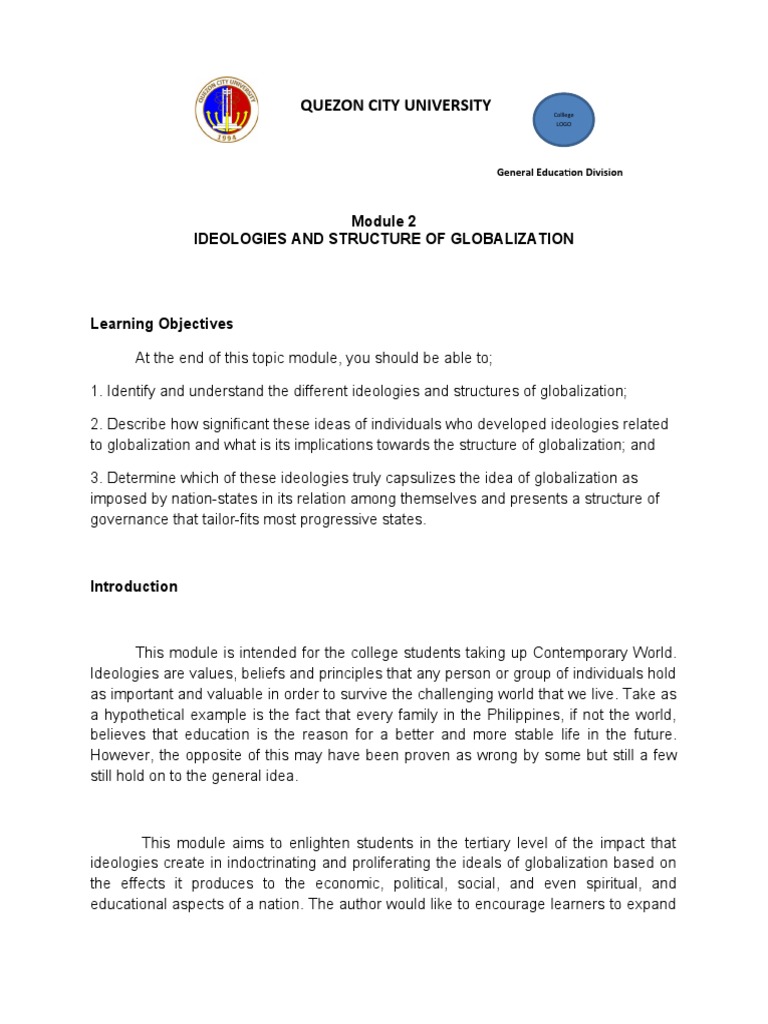 Ideologies and Structures of Globalization Explained | PDF | Globalization | Ideologies