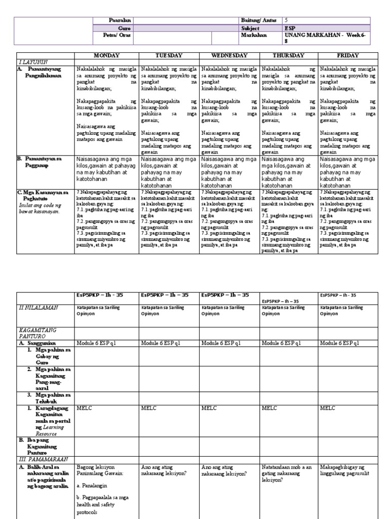 DLL Week 6 Esp | PDF