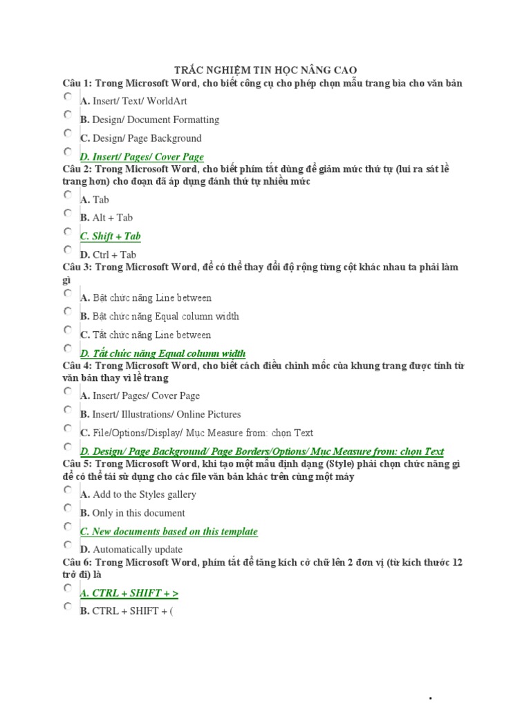 Trac Nhiem TH NC 2 | PDF