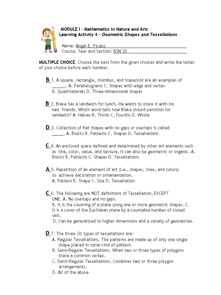 Geometric Shapes and Tessellations Guide | PDF | Shape | Mathematical ...
