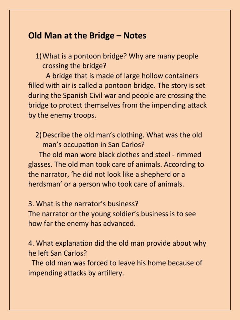 Old Man at The Bridge Notes | PDF | Conflicts | Warfare