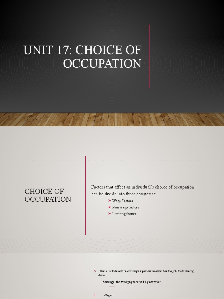 Unit 17 - Choice of Occupation | PDF | Employment | Salary