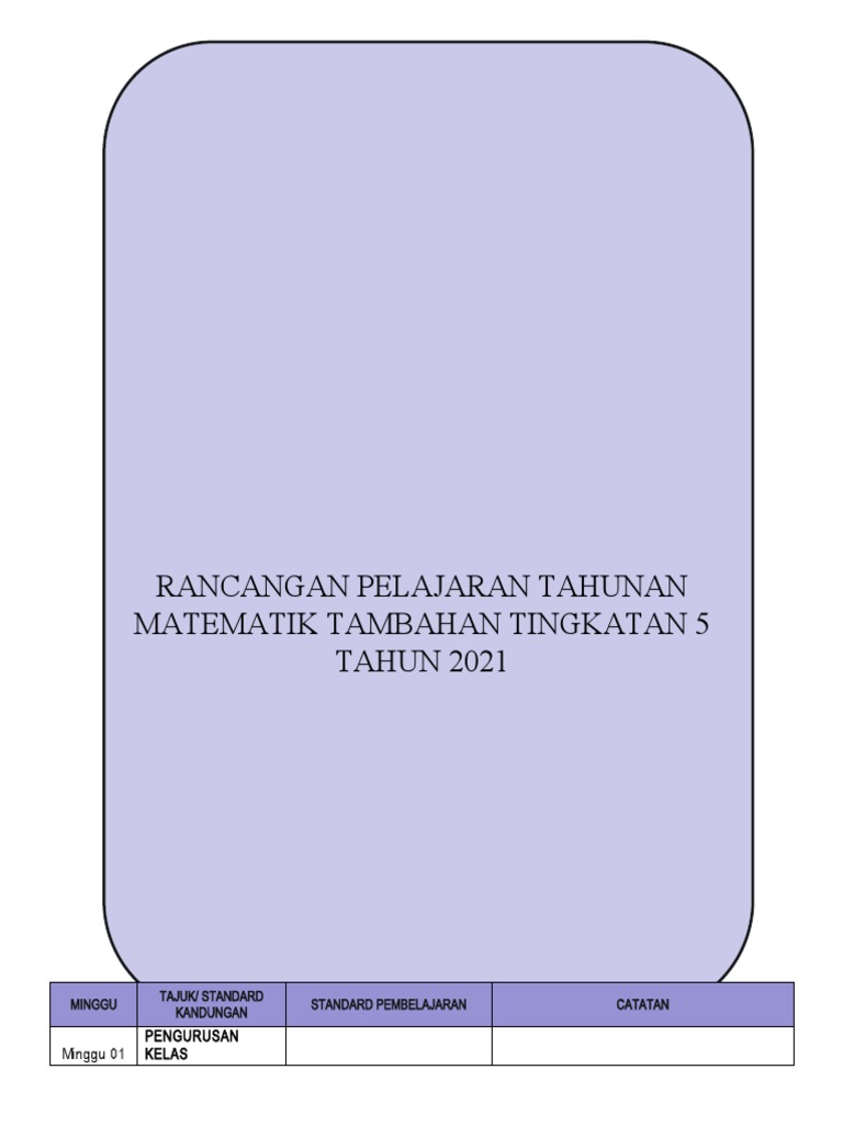 RPT Addmath F5 (BM) 2021 | PDF