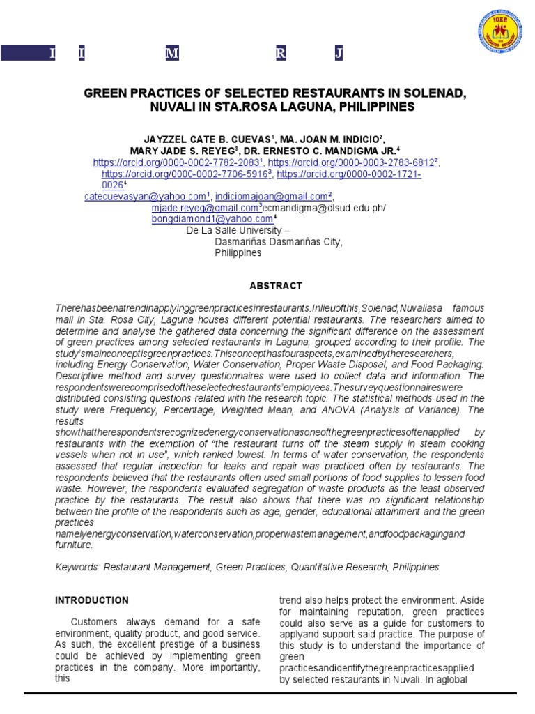 Green Practices University of Bohol | PDF | Survey Methodology ...