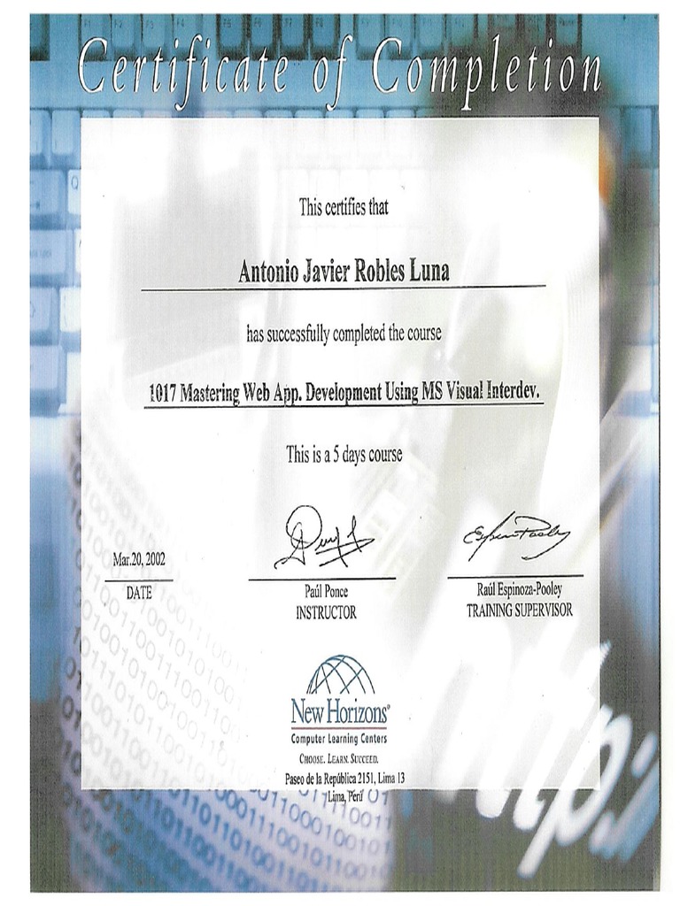 New Horizons - 1017 Mastering Web App. Develpment Using MS Visual Interdev | PDF