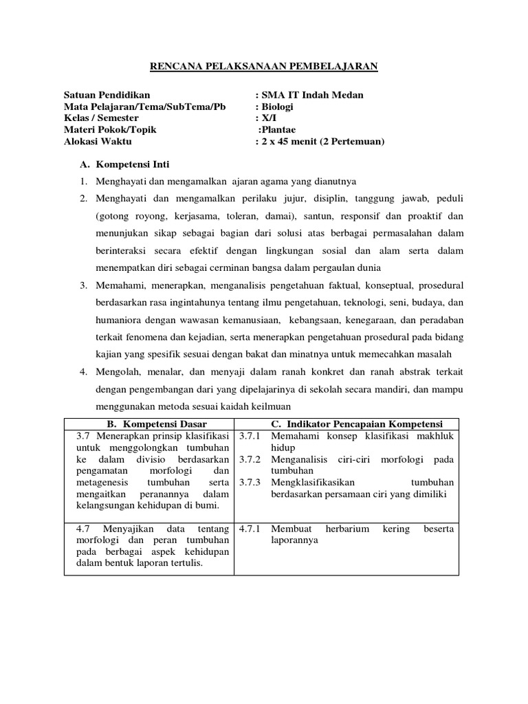 RPP PJBL PLANTAE Dita | PDF