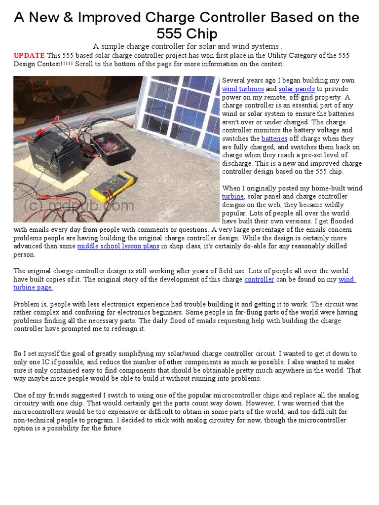 A New & Improved Charge Controller Based On The 555 Chip | PDF ...