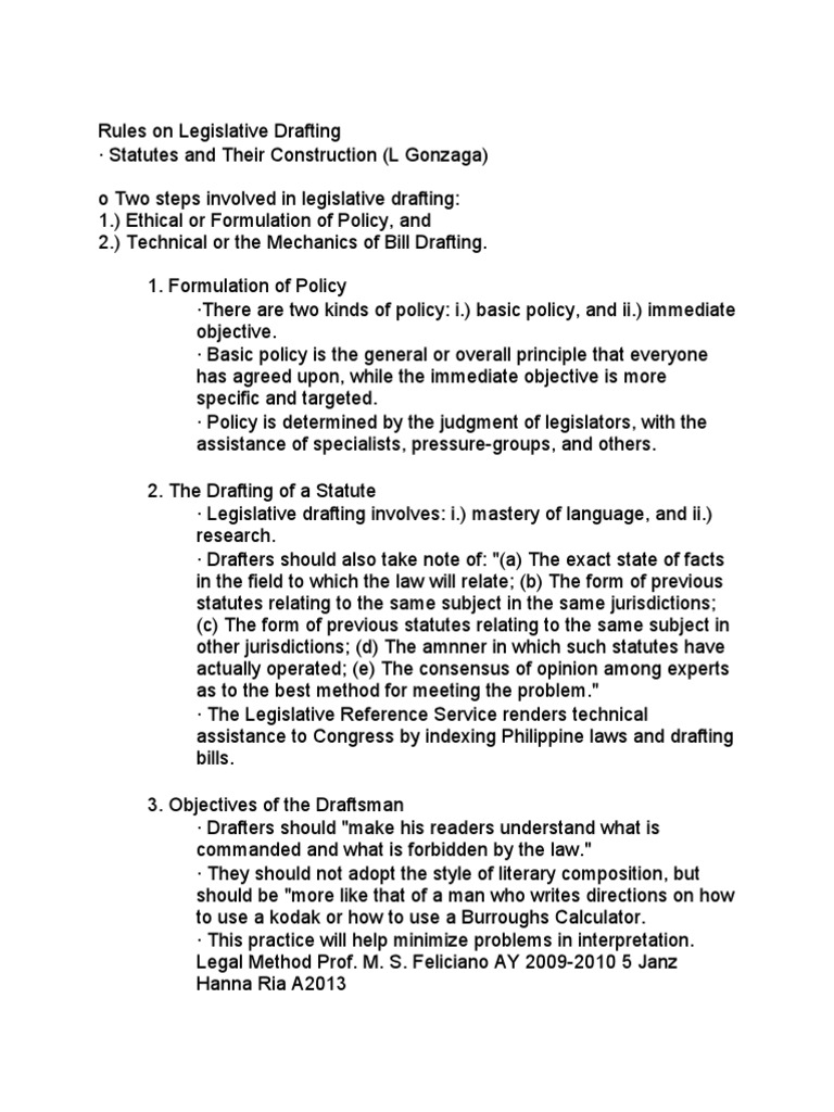 Rules On Legislative Drafting | PDF | Technical Drawing | Statute