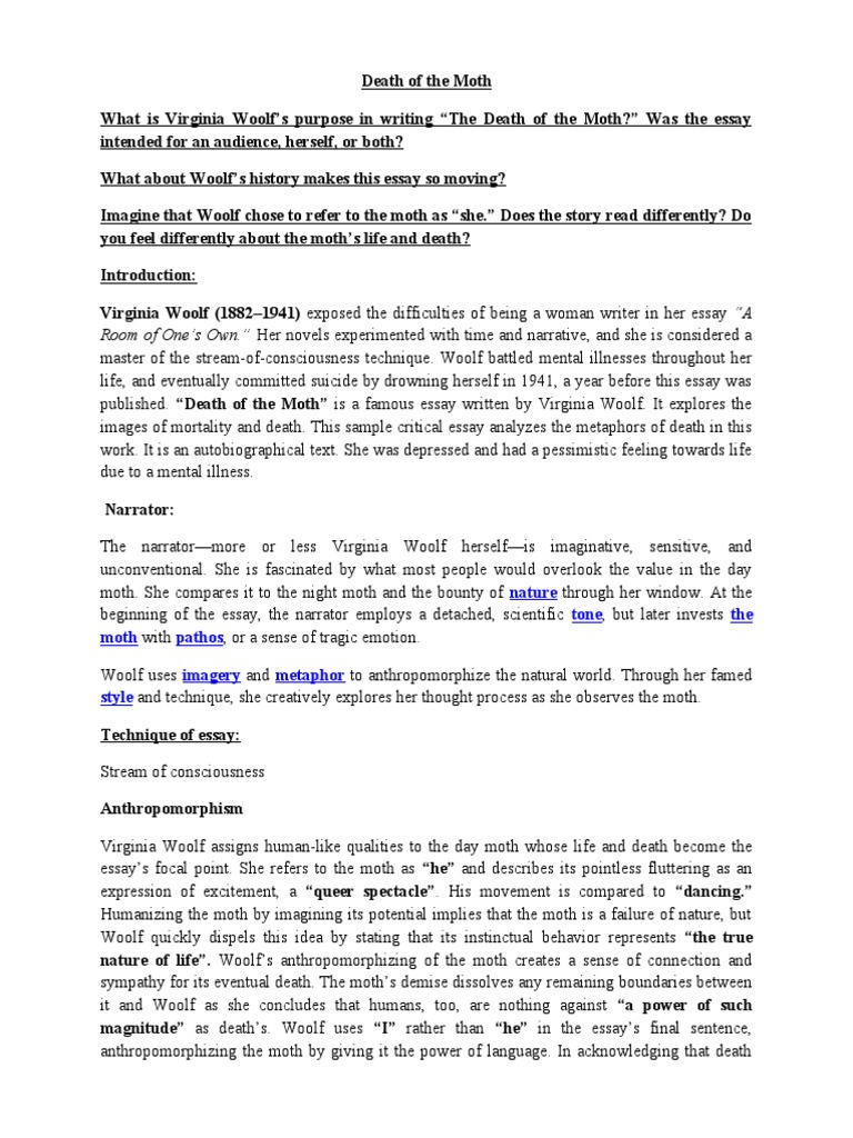 Death of Moth | PDF | Virginia Woolf | Essays