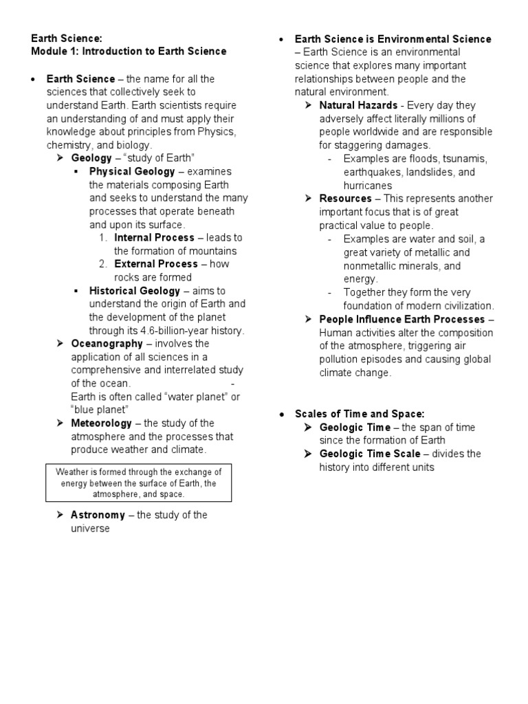 Module 1&2 (Earth Sci) | PDF
