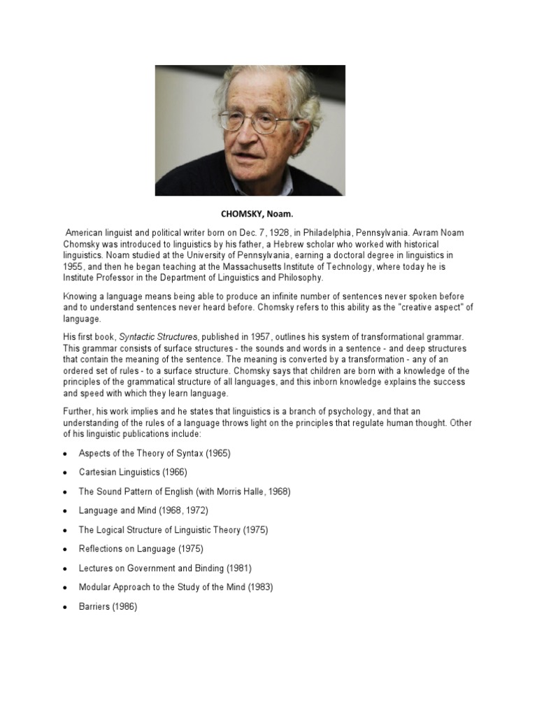 Chomsky 123 | PDF | Noam Chomsky | Linguistics