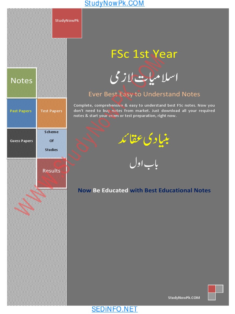 FSC Part 1 Islamic Studies Notes Unit 1 Notes | PDF