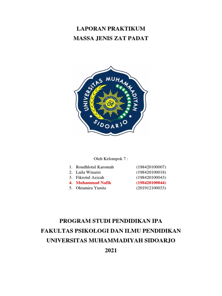 Laporan Praktikum 1 (Massa Jenis Zat Padat) Kel 7 | PDF