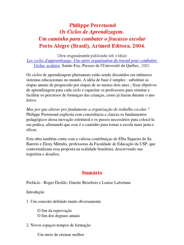Philippe Perrenoud | PDF | Aprendizado | Conhecimento