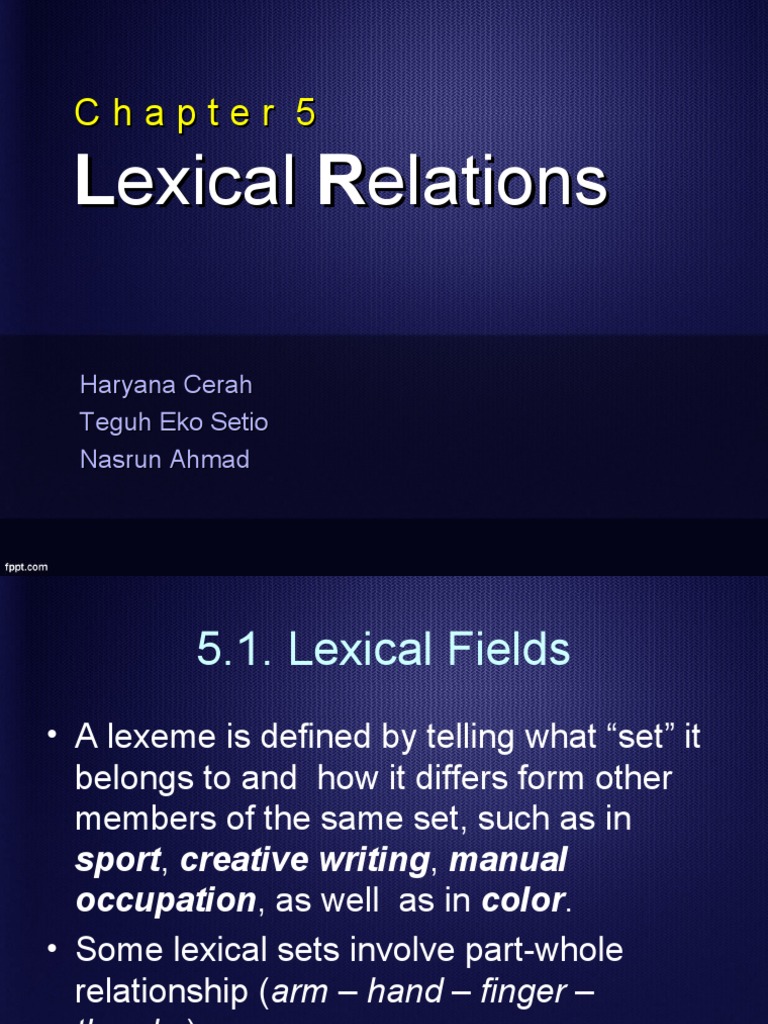Chapter 5 Lexical Relations | PDF | Language Mechanics | Lexical Semantics