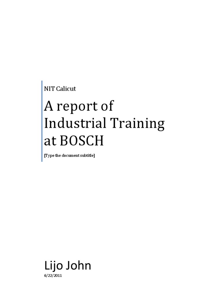 Bosch Industrial Training Report | PDF | Lean Manufacturing ...