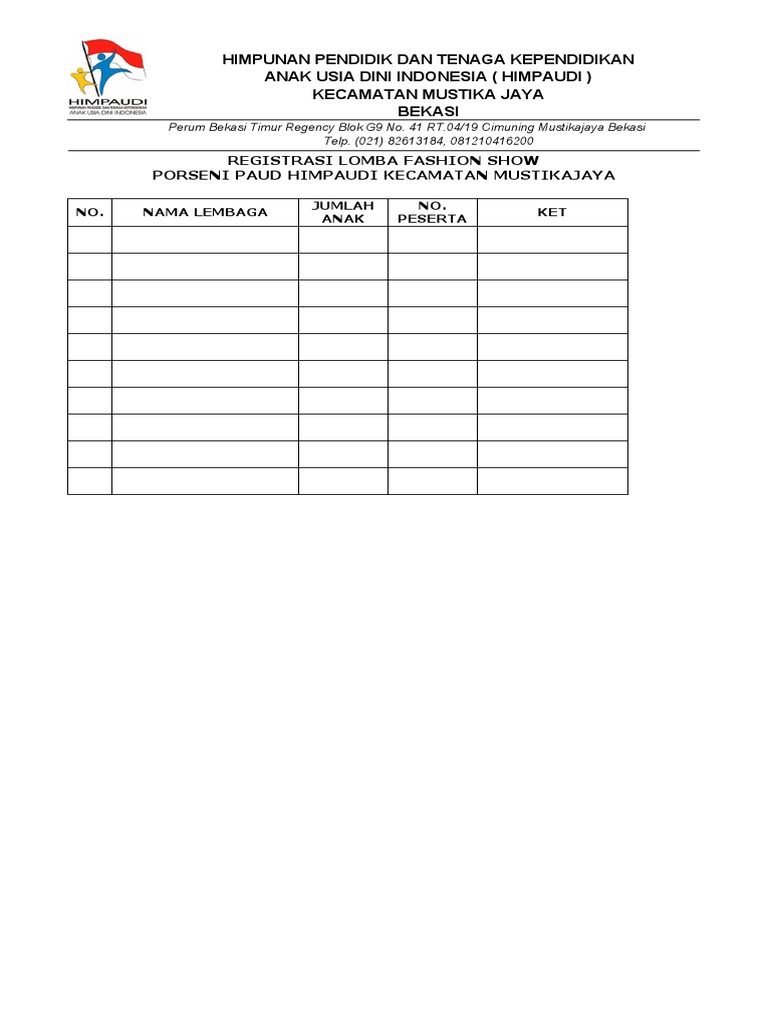 Format Registrasi Dan Kriteria Penilaian | PDF