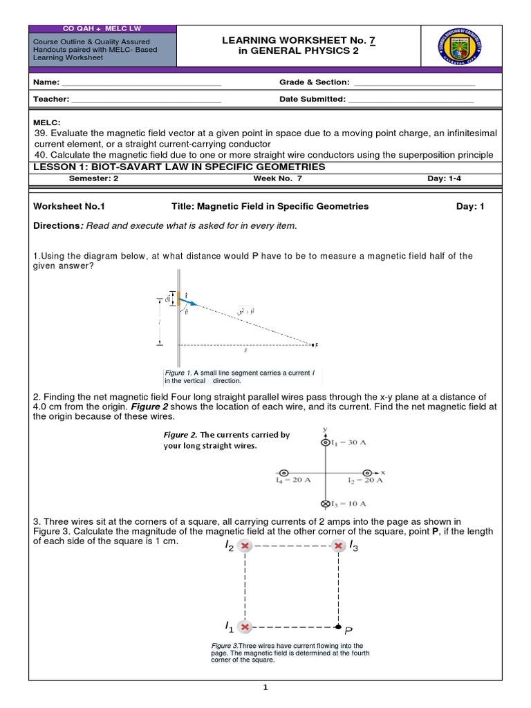 Magnetic Fields in Specific Geometries: Calculating Field Strength Using the Biot-Savart Law and ...