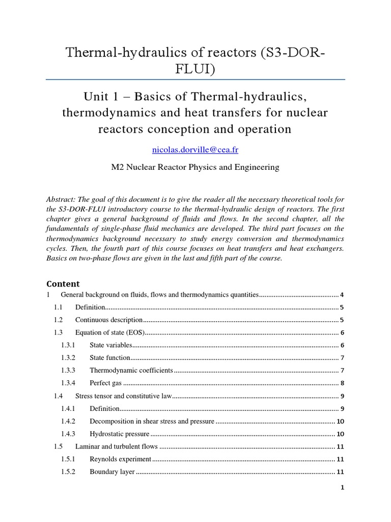 Poly Thermo Hydraulique Cours | PDF | Fluid Dynamics | Reynolds Number