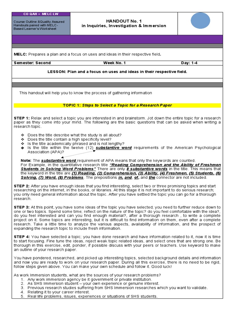 Plan and A Focus On Uses and Ideas in Their Respective Field | Download Free PDF | Academic ...