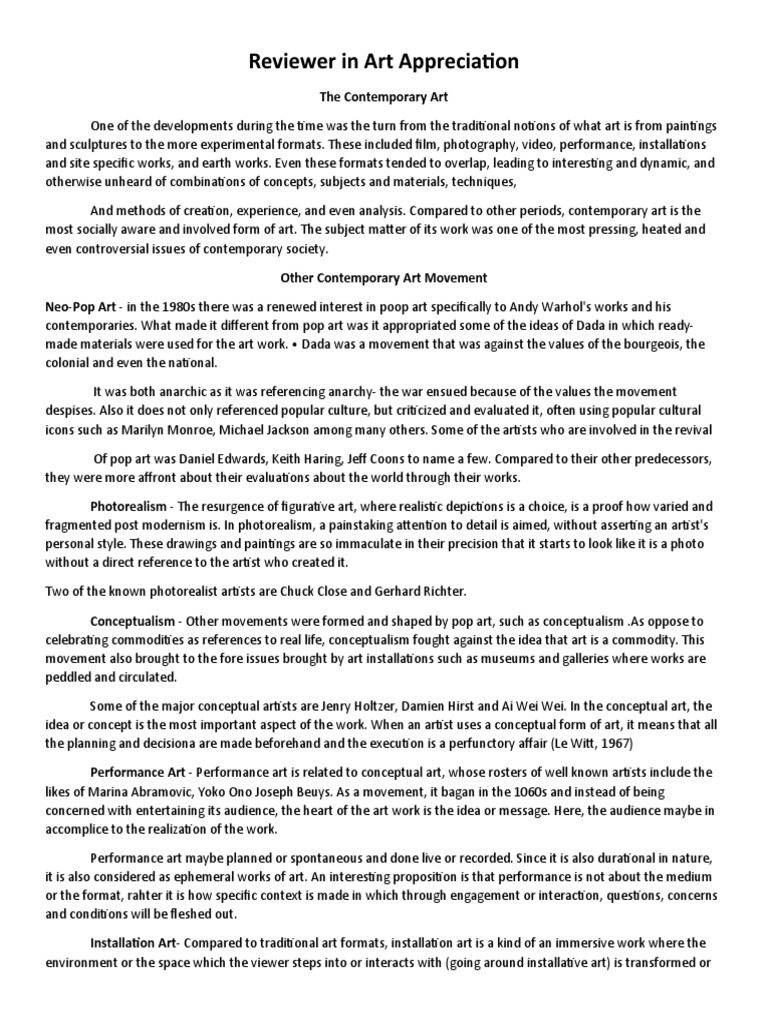 Reviewer in Art Appreciation | PDF | Cubism | Impressionism