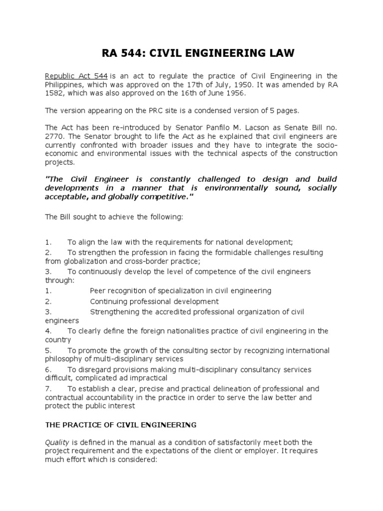 Ra 544 Civil Engineering Law 11321 | PDF | Legal Liability | Mediation