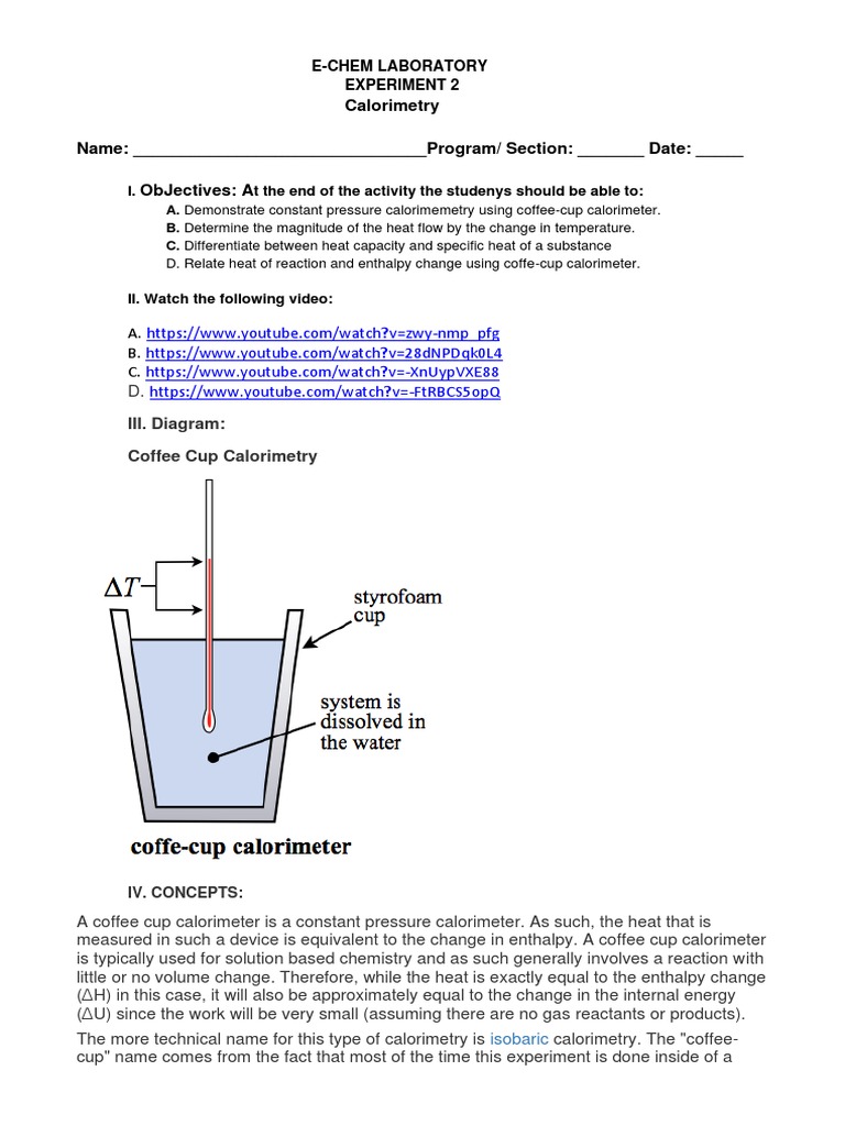 Calorimetry Lab Experiment | PDF | Heat | Calorimetry