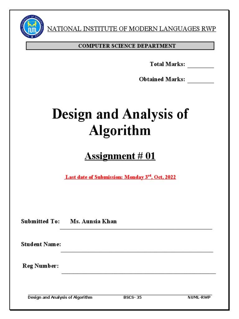 DAA Assignment 01 | PDF