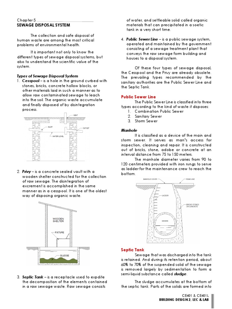 Chapter 5 Sewage Disposal System | PDF | Sanitary Sewer | Sewage Treatment