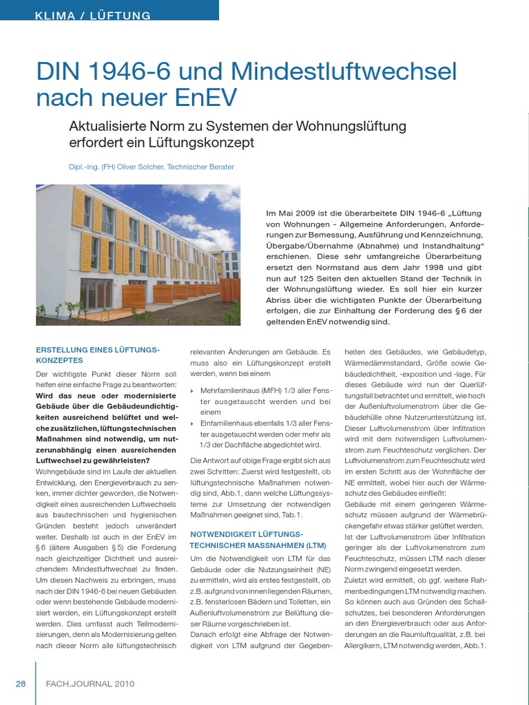 Din 1946 6 Und Mindestluftwechsel Nach Neuer Enev | PDF