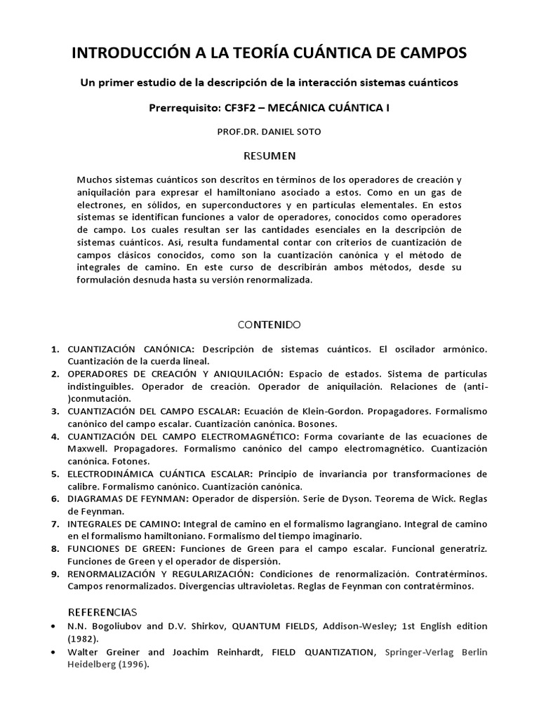 Teoria Cuantica de Campos | Descargar gratis PDF | Teoría del campo cuántico | Mecánica cuántica