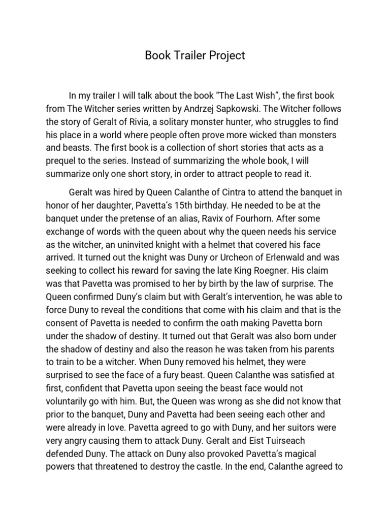 The Witcher Book Trailer: Geralt's Tale | PDF | General Fiction