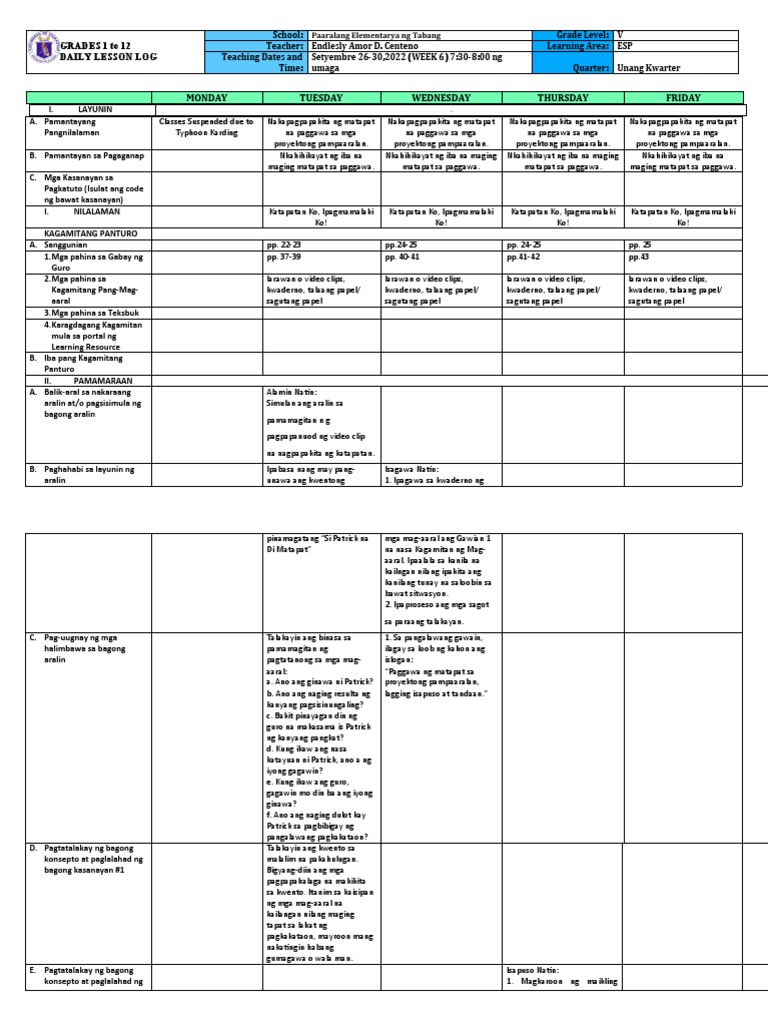 DLL - Esp 5 - Q1 - W5 | PDF