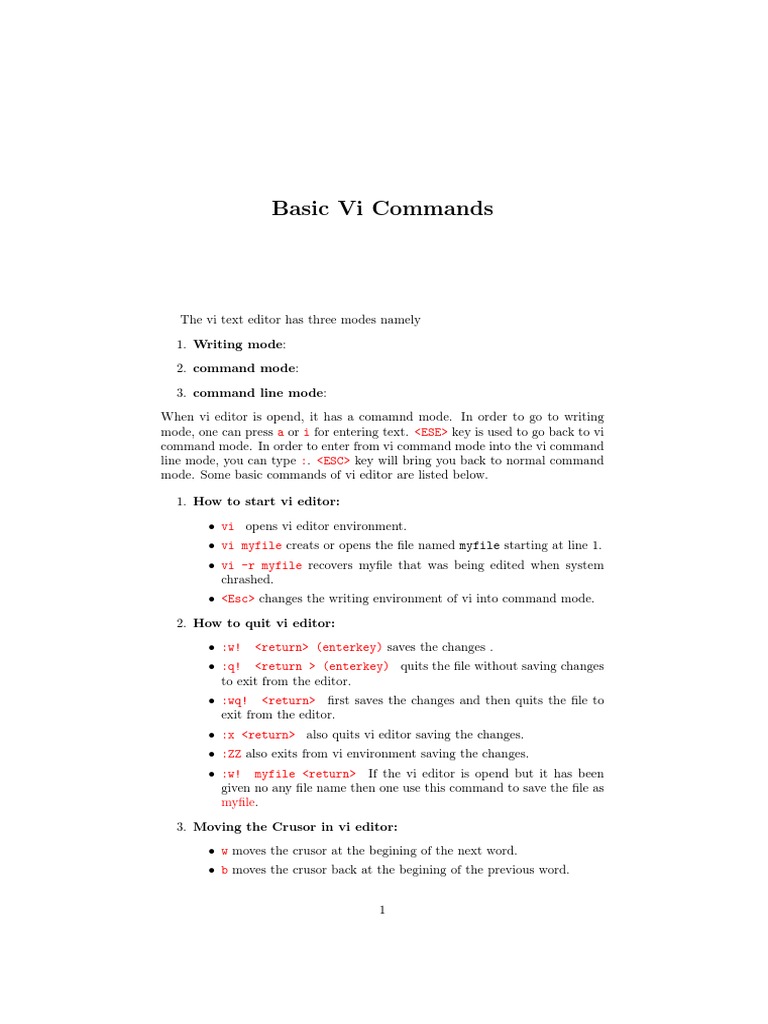 6 Vi Commands Pdf Cursor User Interface Computer Programming
