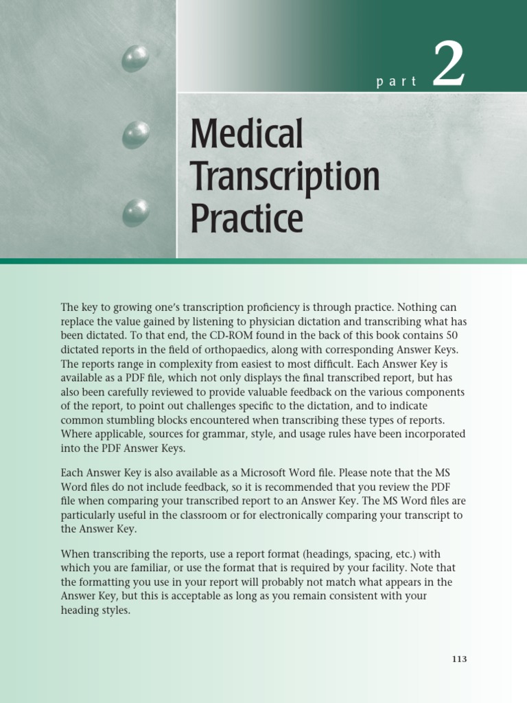 Medical Transcription Practice Sample Pages | PDF | Software | Computing