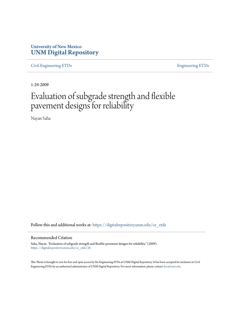Evaluation of Subgrade Strength and Flexible Pavement Designs For | PDF | Strength Of Materials ...