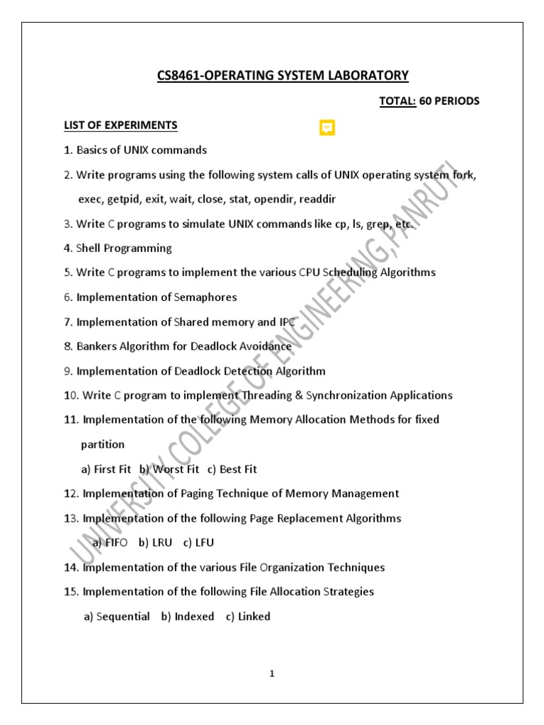 CS8461-OS Lab Manual | PDF | Computer Program | Programming