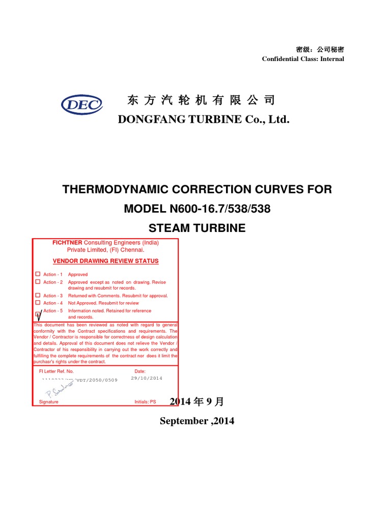 Thermodynamic Correction Curves For Model n600-16 7538538 Steam Turbine ...