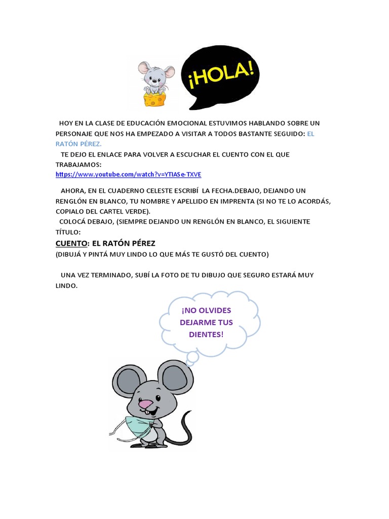 Aprendiendo sobre el Ratón Pérez y creando un dibujo inspirado en su ...