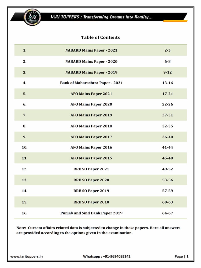 Old Papers by IARI Toppers | PDF